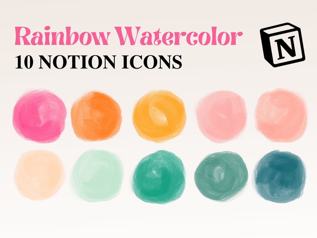Rainbow Notion Icons - Watercolor Dot Digital Sticker Pack for Life ...