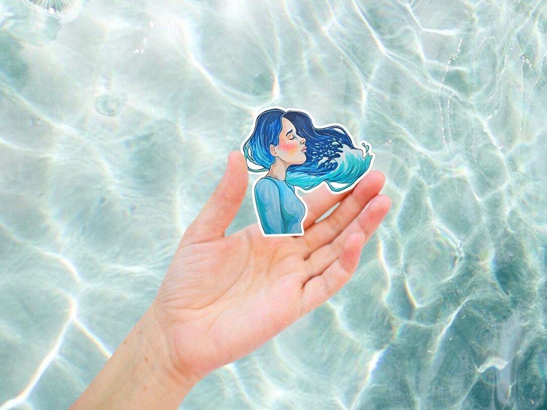 Ocean Wave Surfing Sticker, Mermaid Vinyl Sticker, Stand up ...
