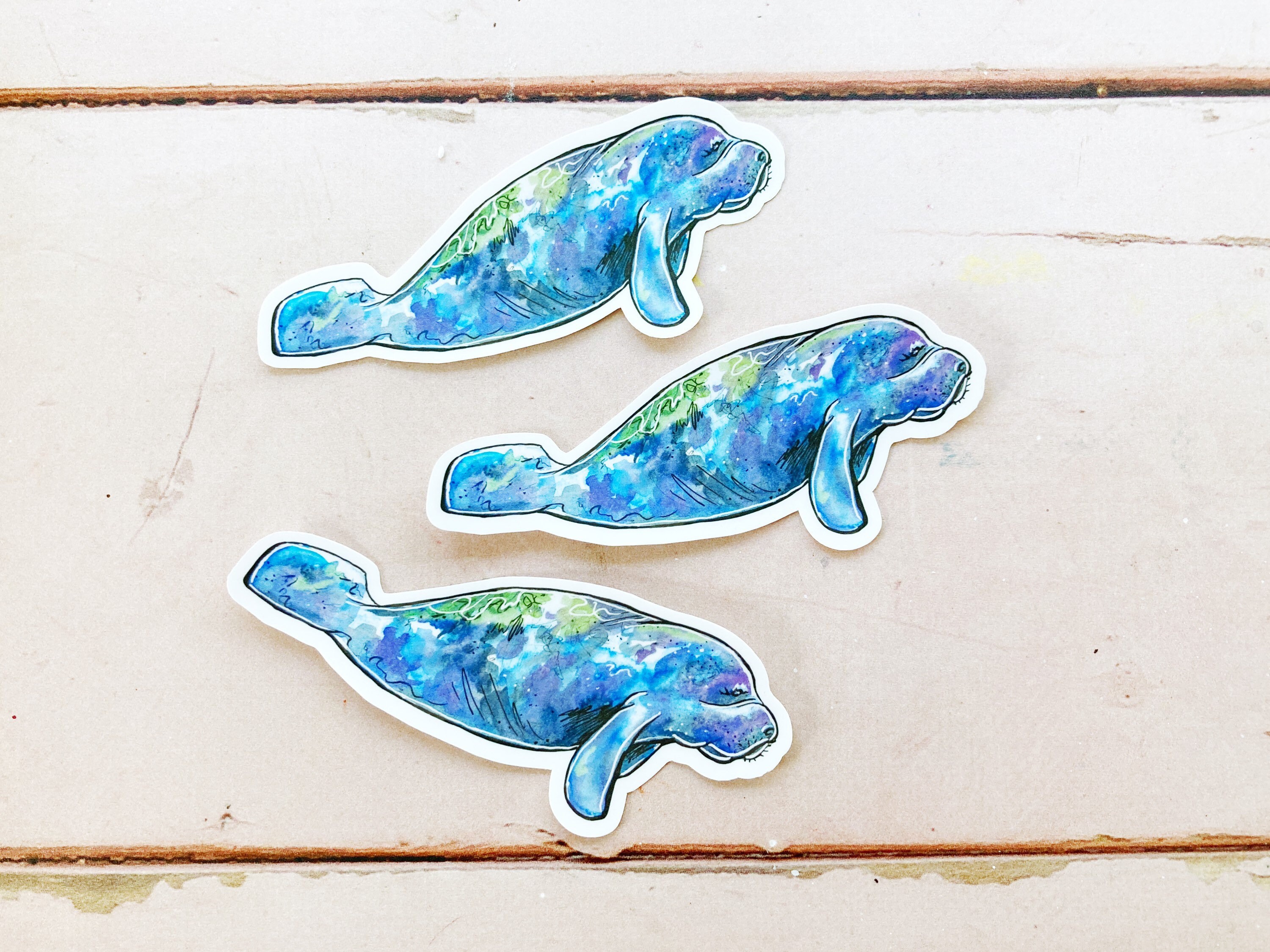 Manatee Sticker Mermaid Vinyl Sticker for Water Bottle Save | Etsy