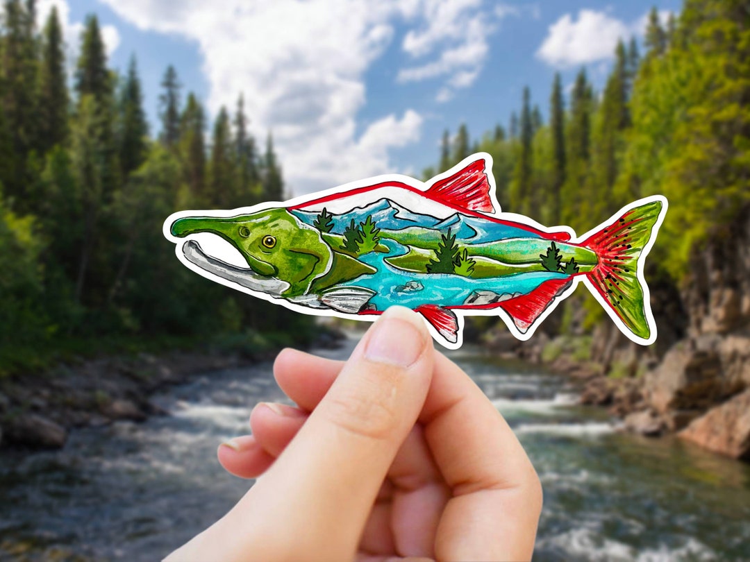 Alaska Salmon Vinyl Sticker, Fishermen Decal, Pacific Northwest Gift ...