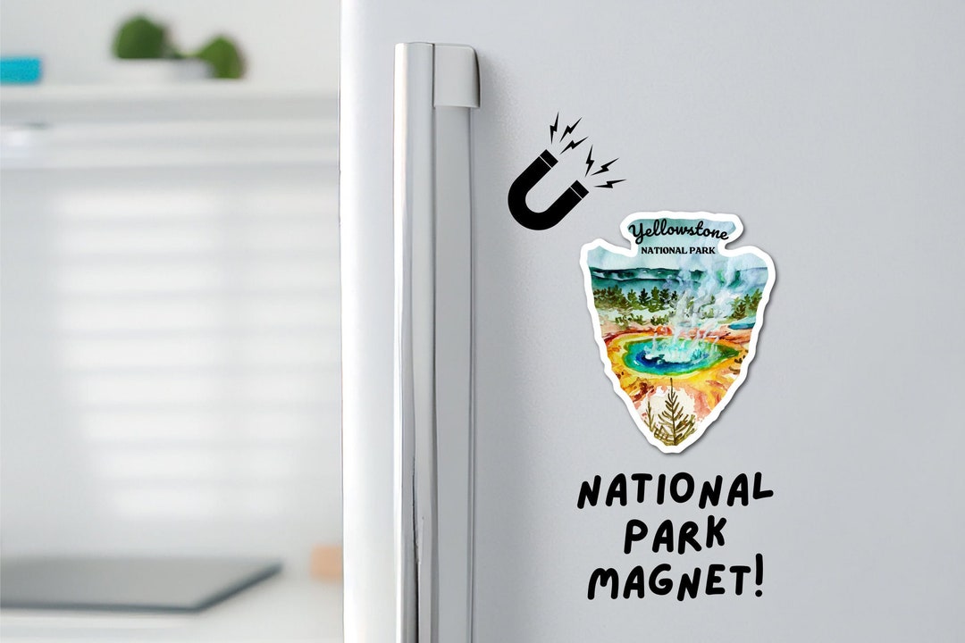 Yellowstone Magnet, Us National Park, Refrigerator Magnet, Magnetic ...