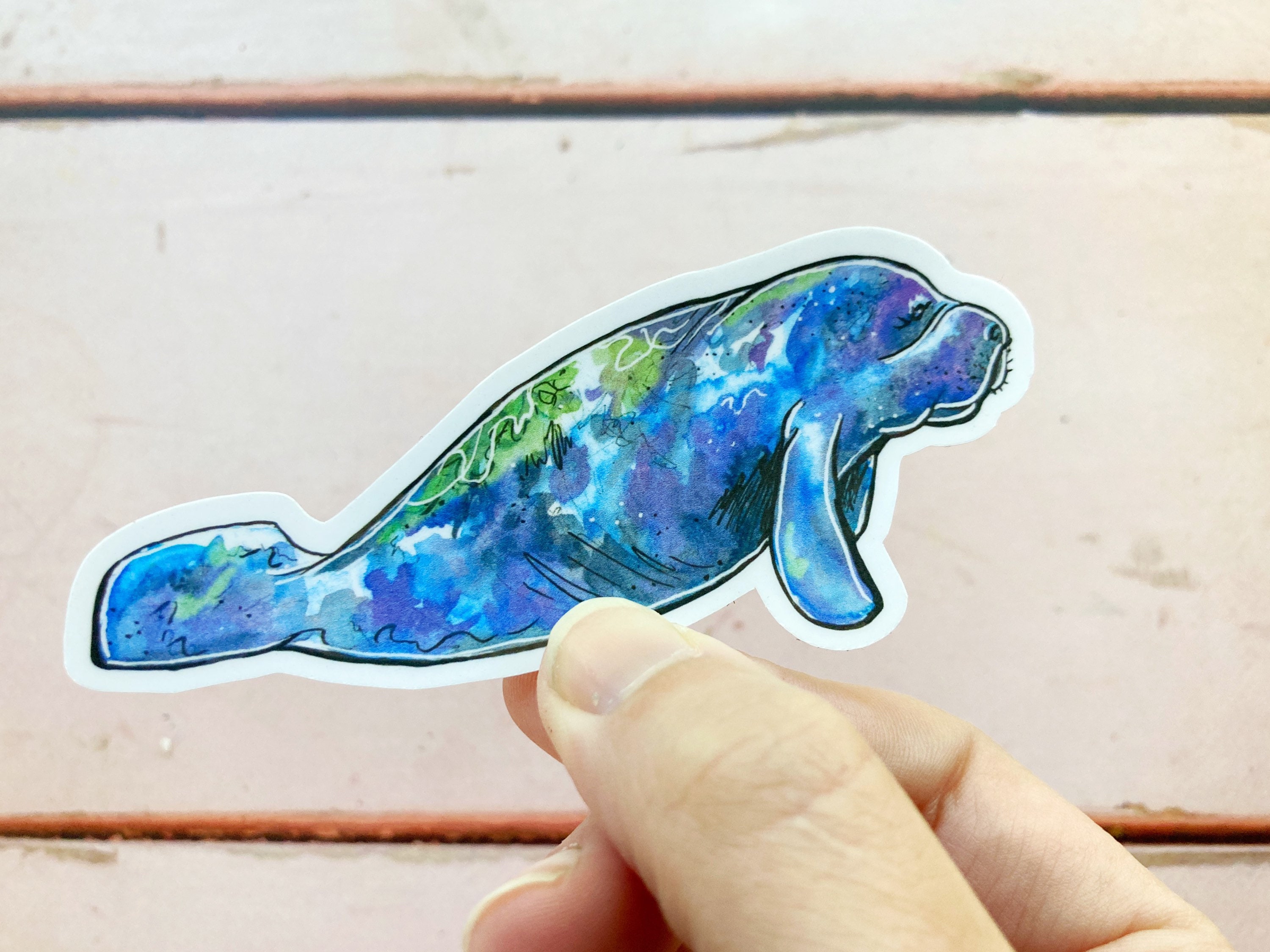 Manatee Sticker Mermaid Vinyl Sticker for Water Bottle Save | Etsy