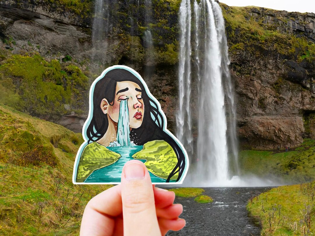 Waterfall Sticker - Tree Vinyl Sticker, Forest Sticker, Iceland Sticker ...