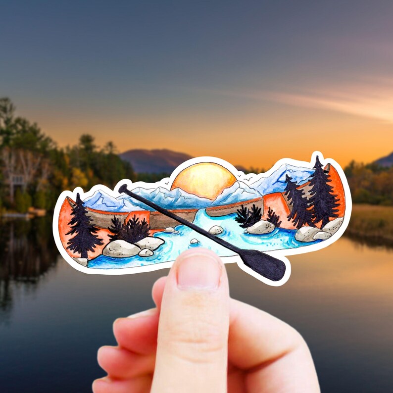 Canoe Sticker - Mountain River Waterproof Vinyl Decal, River Rat ...