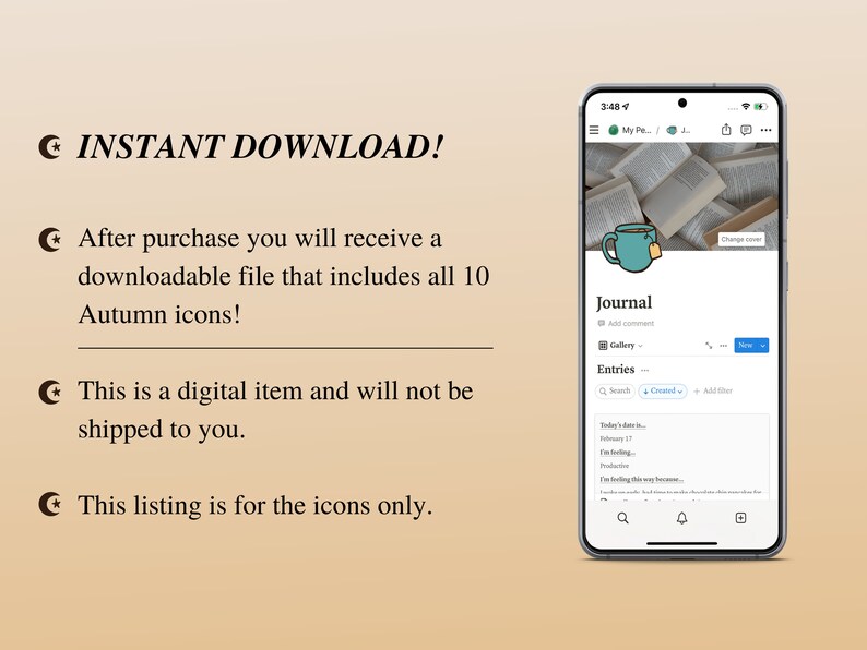 Autumn Leaves Fall Notion Icons Aesthetic Digital Stickers - Etsy