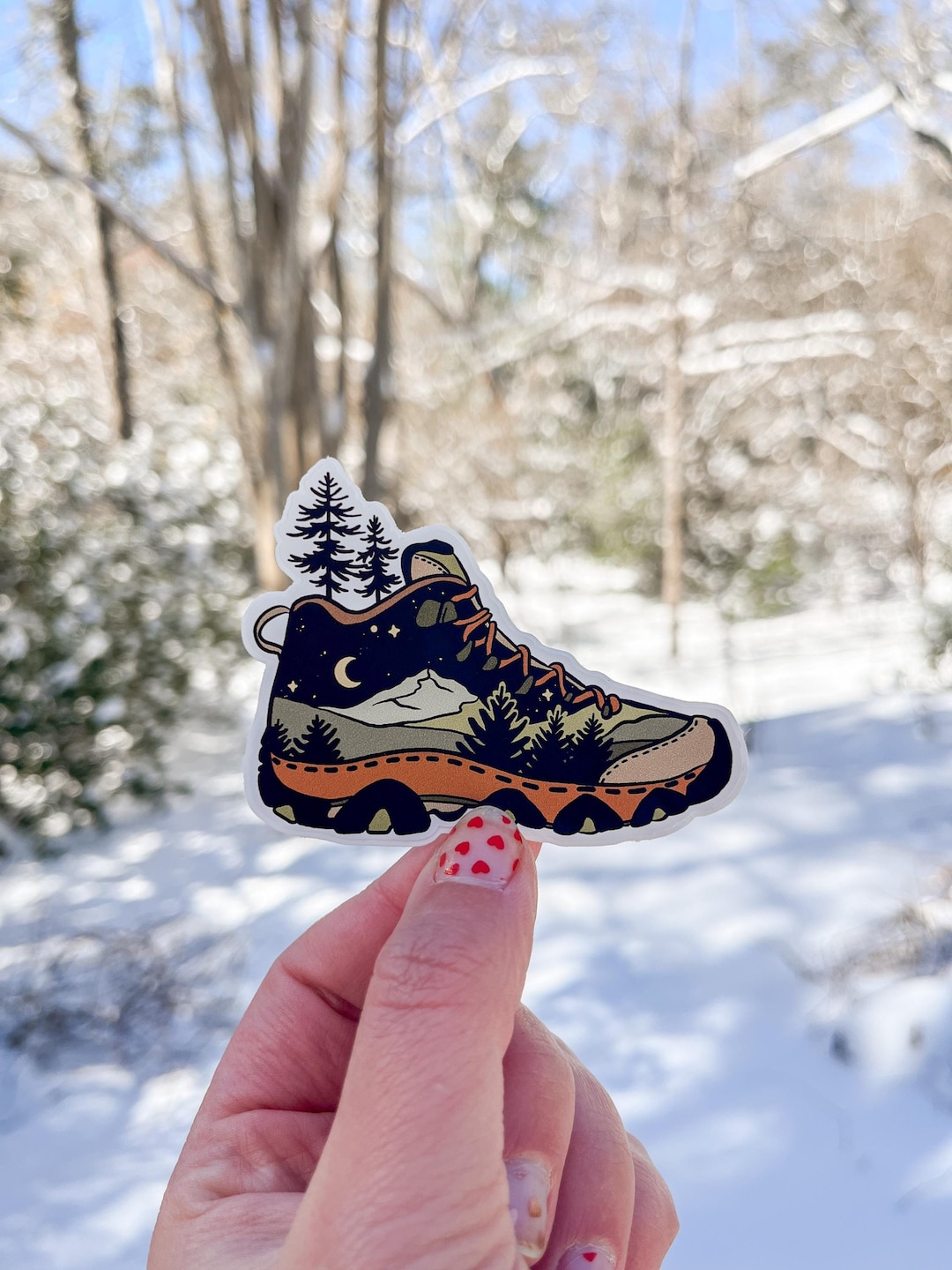 Hiking Boot Vinyl Sticker: Mountain Scene Decal, Waterproof - Etsy