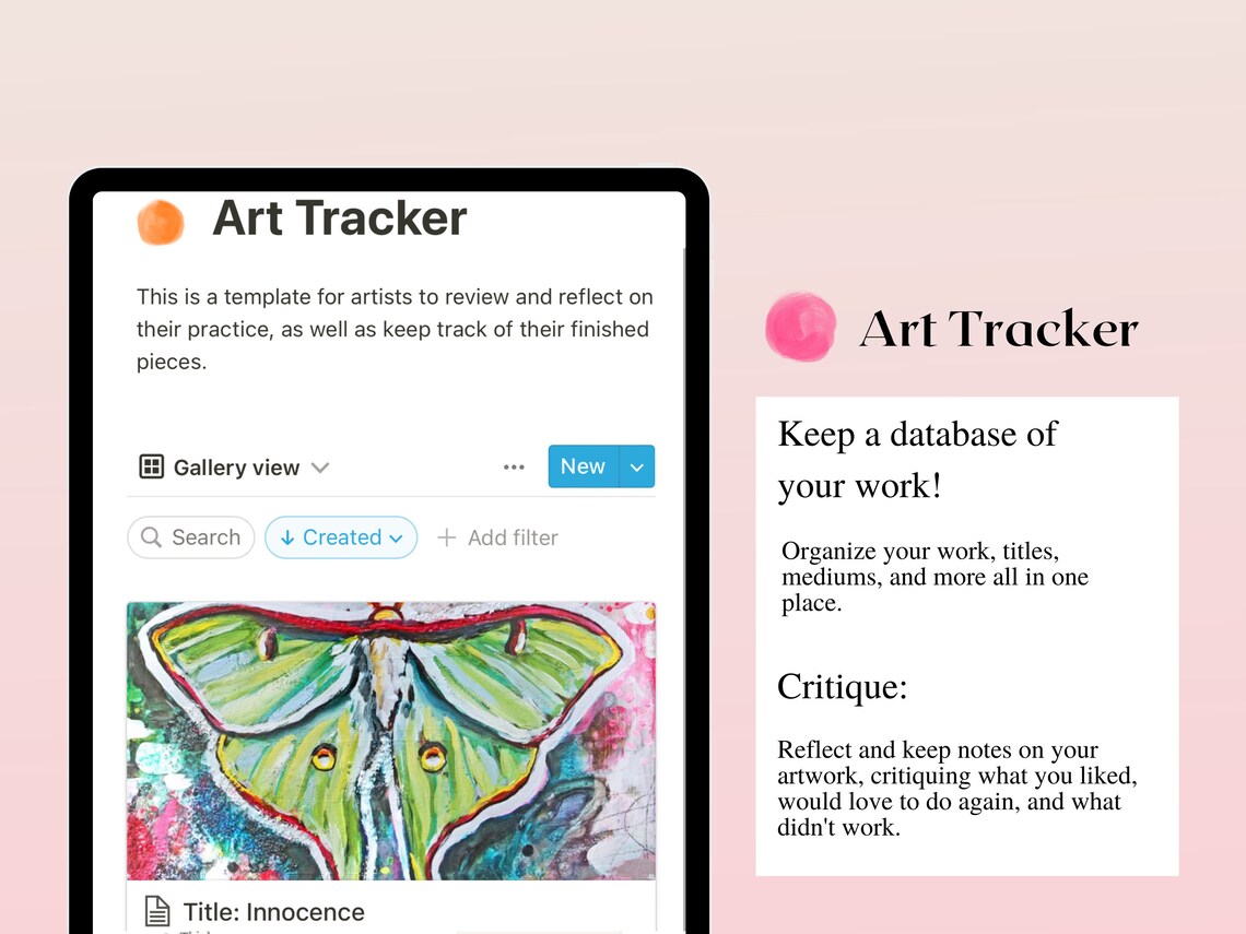 Artist Notion Template Aesthetic Digital Life Planner Art | Etsy