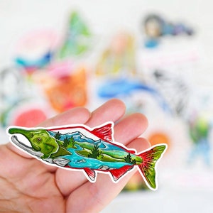 Alaska Salmon Vinyl Sticker, Fishermen Decal, Pacific Northwest Gift ...