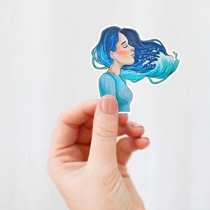 Ocean Wave Surfing Sticker, Mermaid Vinyl Sticker, Stand up ...