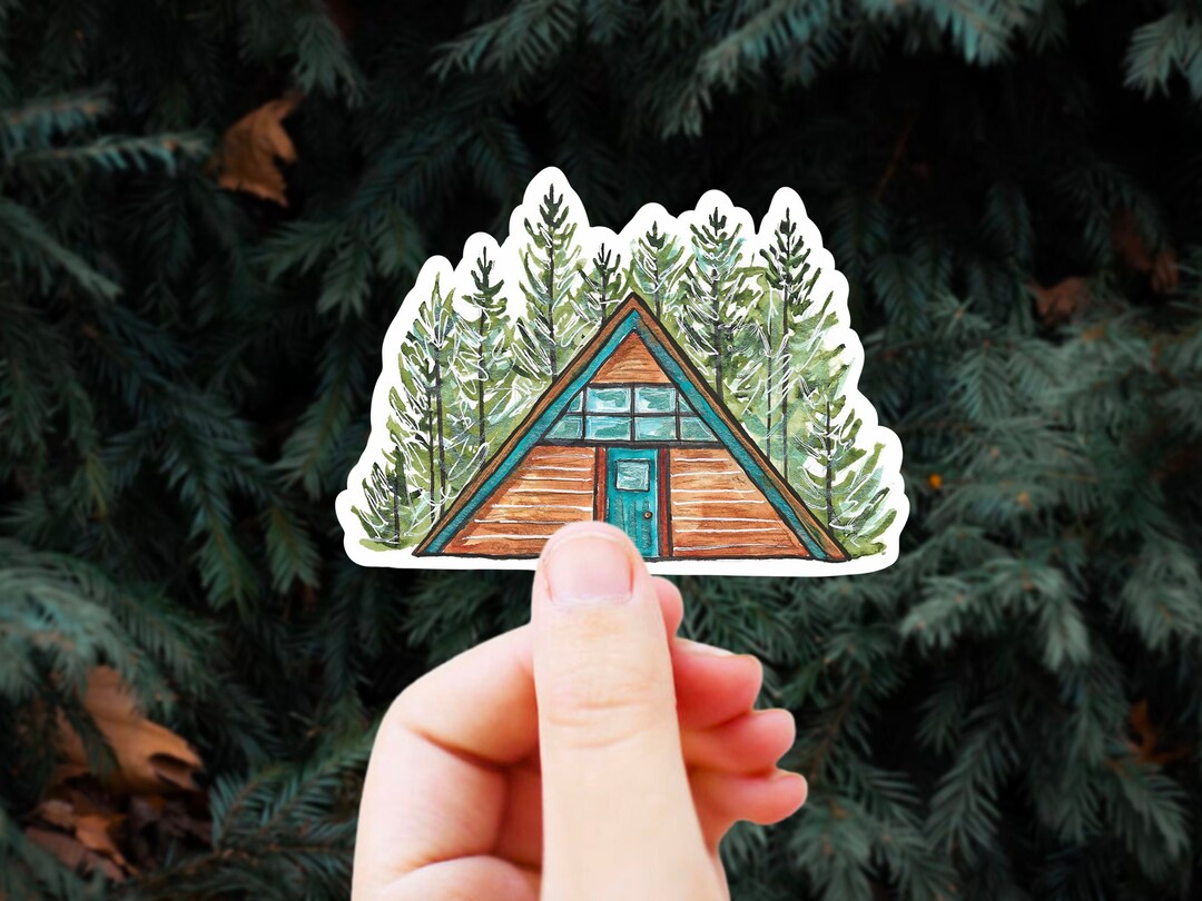 A-frame Cabin Sticker - Waterproof Nature Forest Decal - Etsy