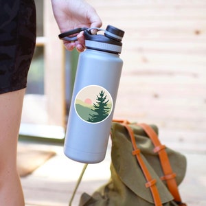 Forest Pine Tree Sticker: Waterproof Vinyl Decal for Water Bottle, Car ...