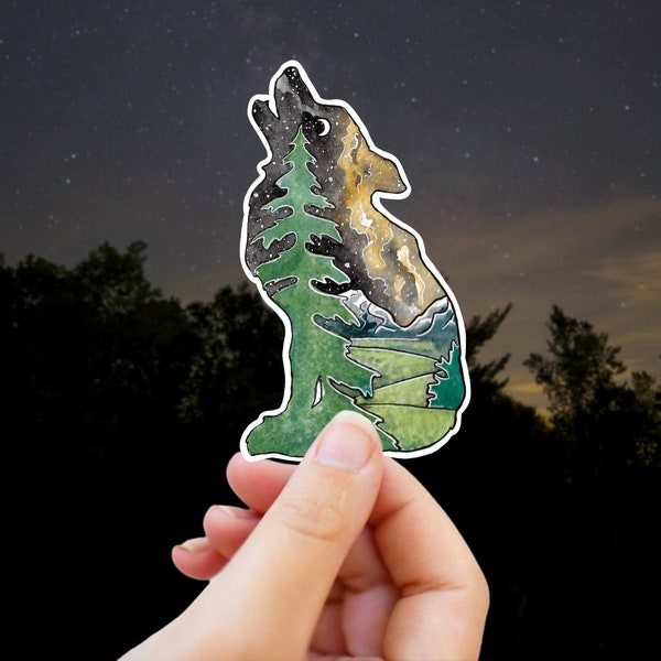 Galaxy Howling Wolf Sticker - Etsy