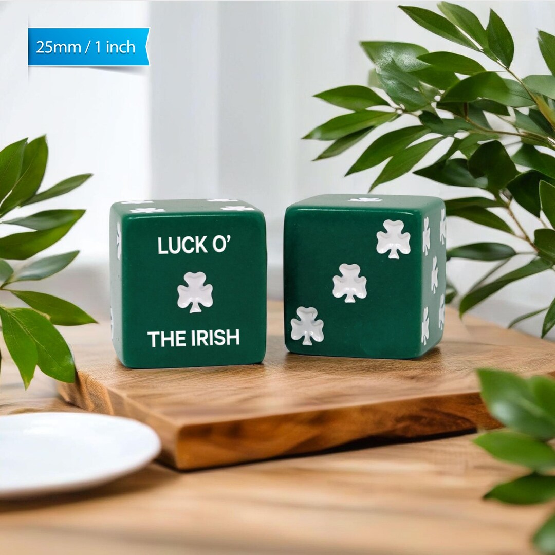 Green Shamrock Dice, 25mm, Green With White Shamrocks, Personalized - Etsy
