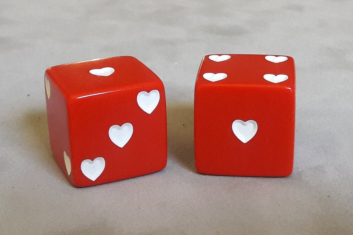 Red Sweetheart Dice 25mm Red With White Hearts Engraving - Etsy