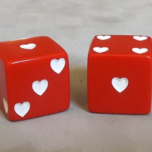 Red Sweetheart Dice, 25mm, Red With White Hearts, Personalized - Etsy