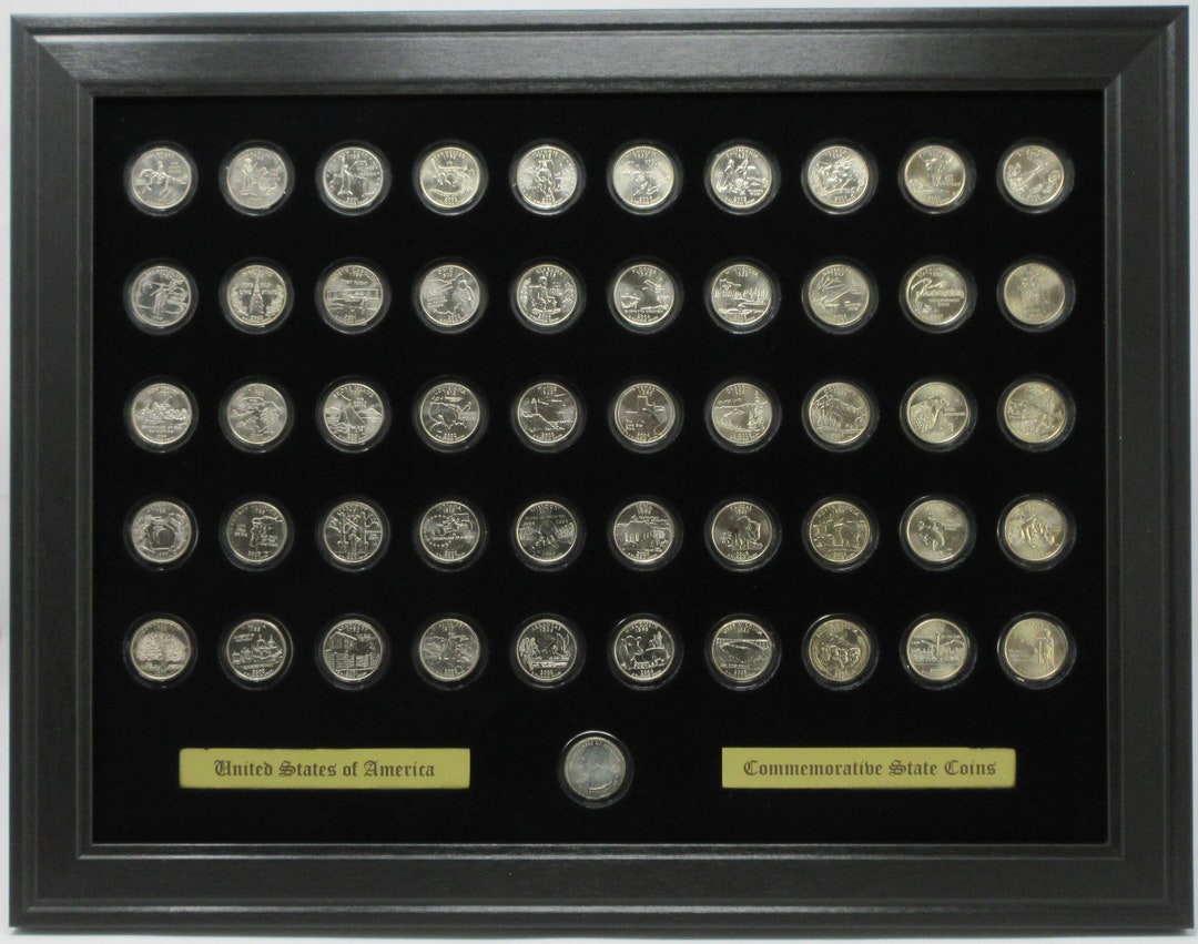 50-state Washington Quarter Wall Display Picture Frame, USA Made (coins ...