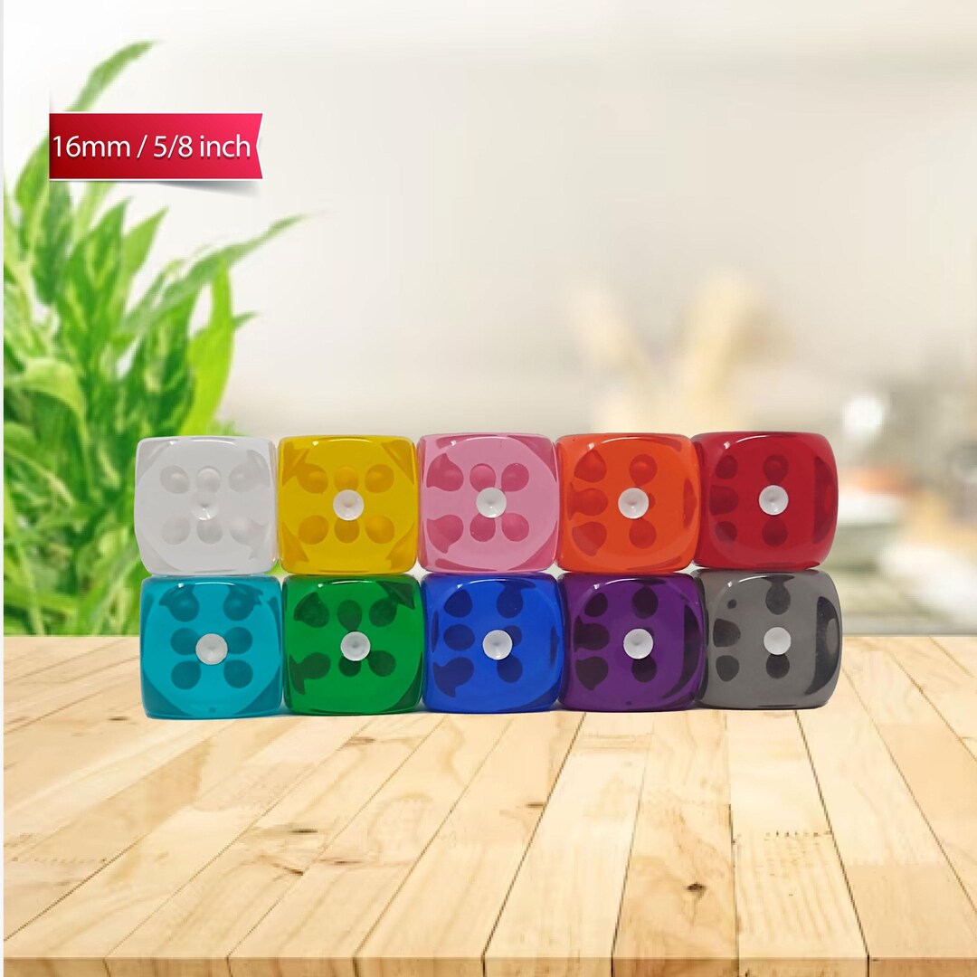 Translucent Dice Sold as Single Dice, 16mm (5/8”) - 10 Different Colors ...