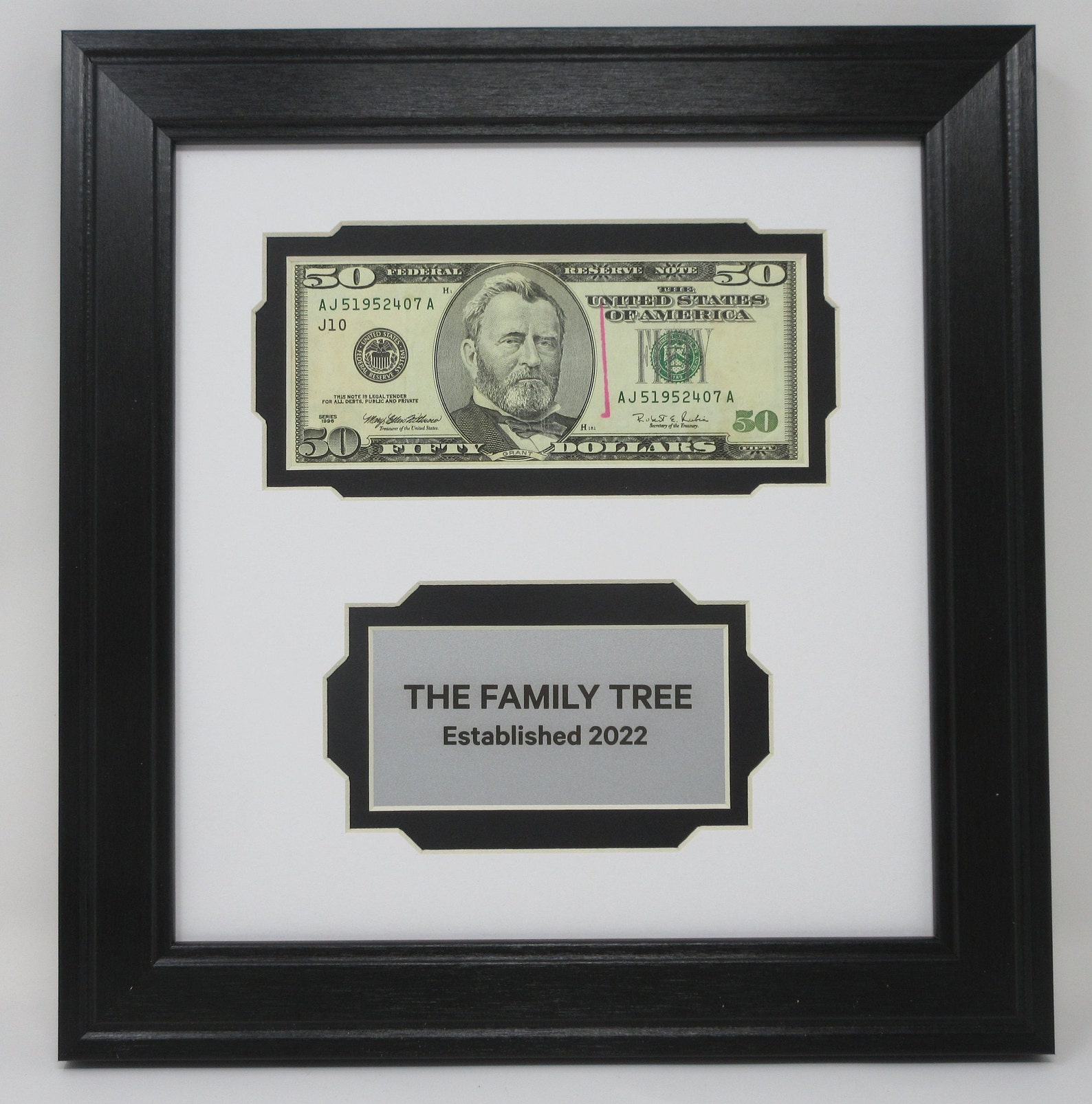 First Dollar Earned Frame With Personalized Metal Plate, USA Made (bill ...