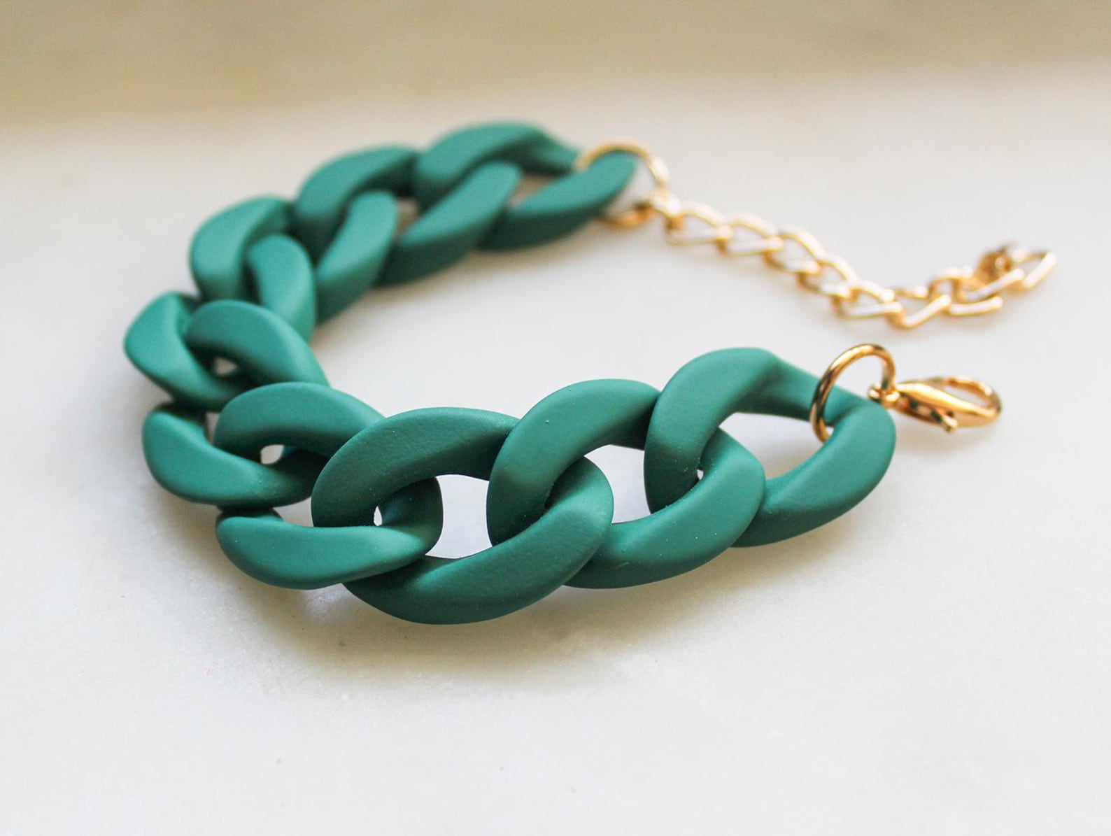 Acrylic Dark Green Matte Cuban Chain Bracelet - Etsy