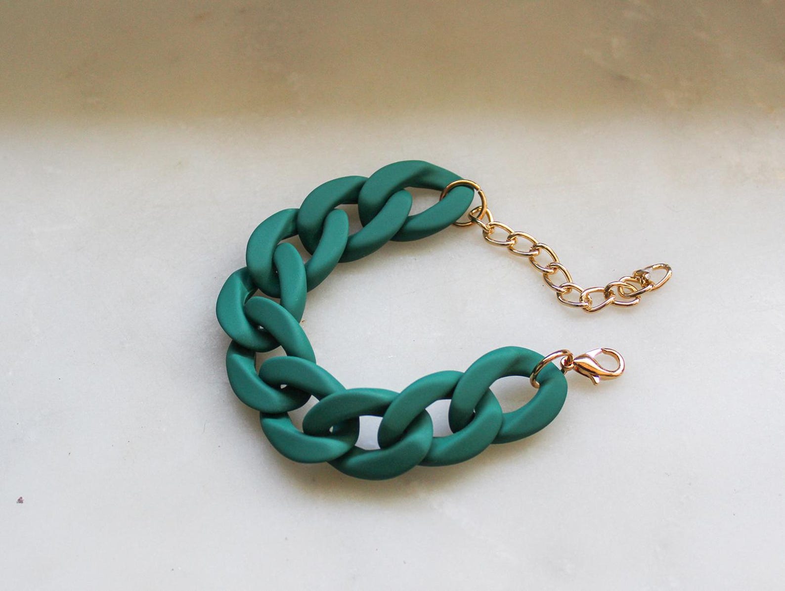 Acrylic Dark Green Matte Cuban Chain Bracelet - Etsy