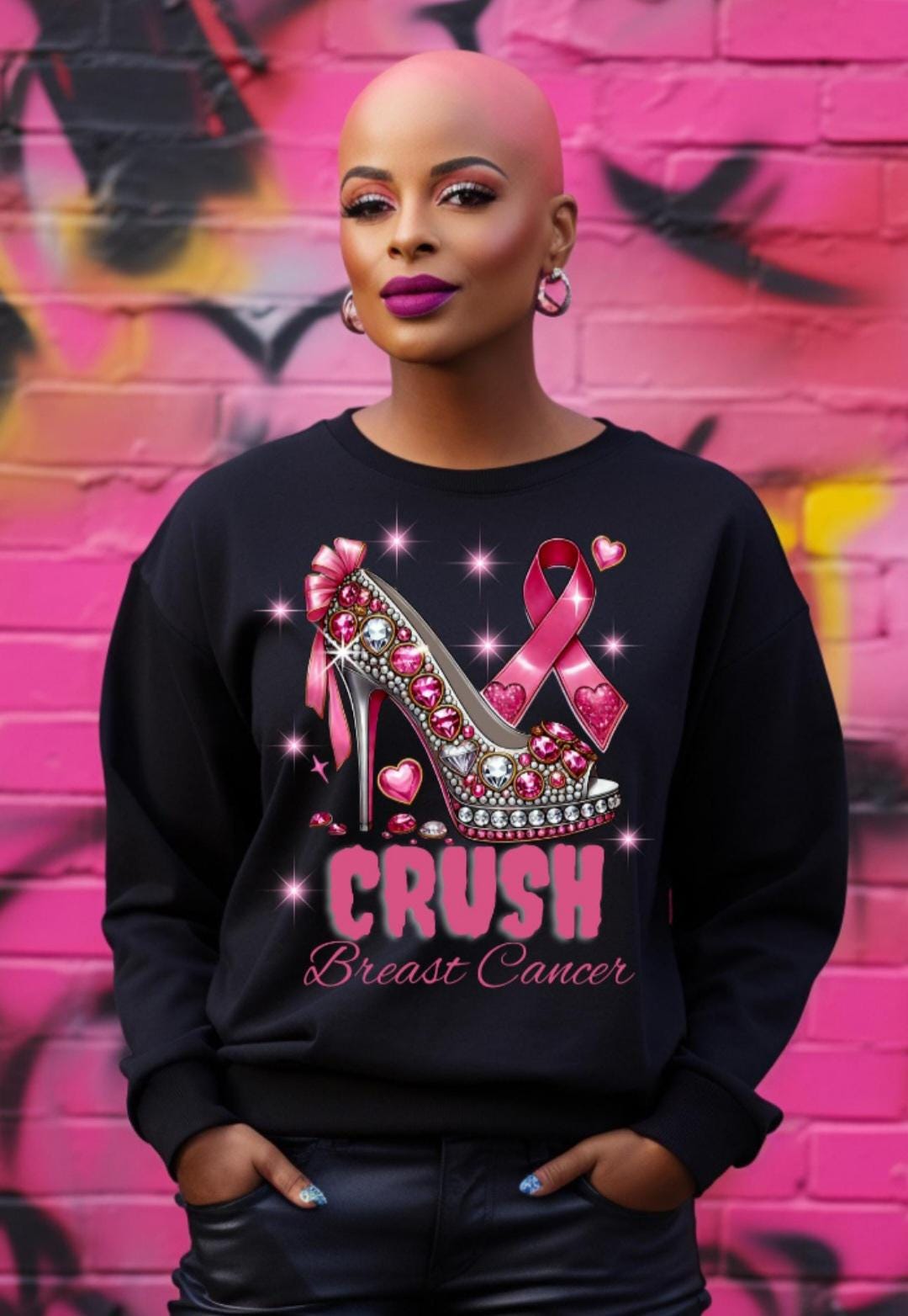Crush Breast Cancer High Heel PNG, Cancer Awareness Month PNG, Glam ...