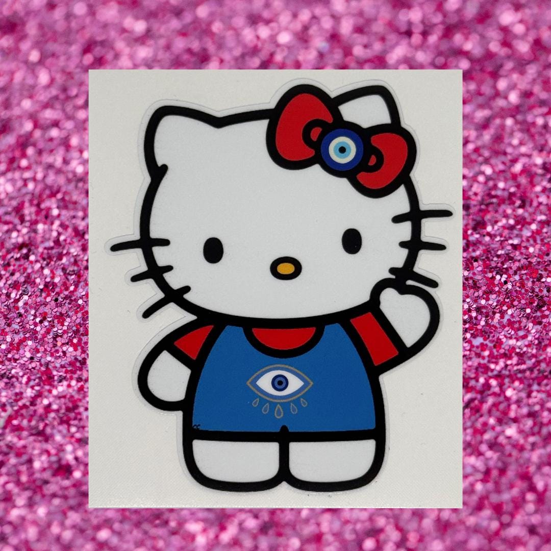 Hello Kitty Evil Eye Sticker - Cute Protective Laptop Sticker - Evil ...