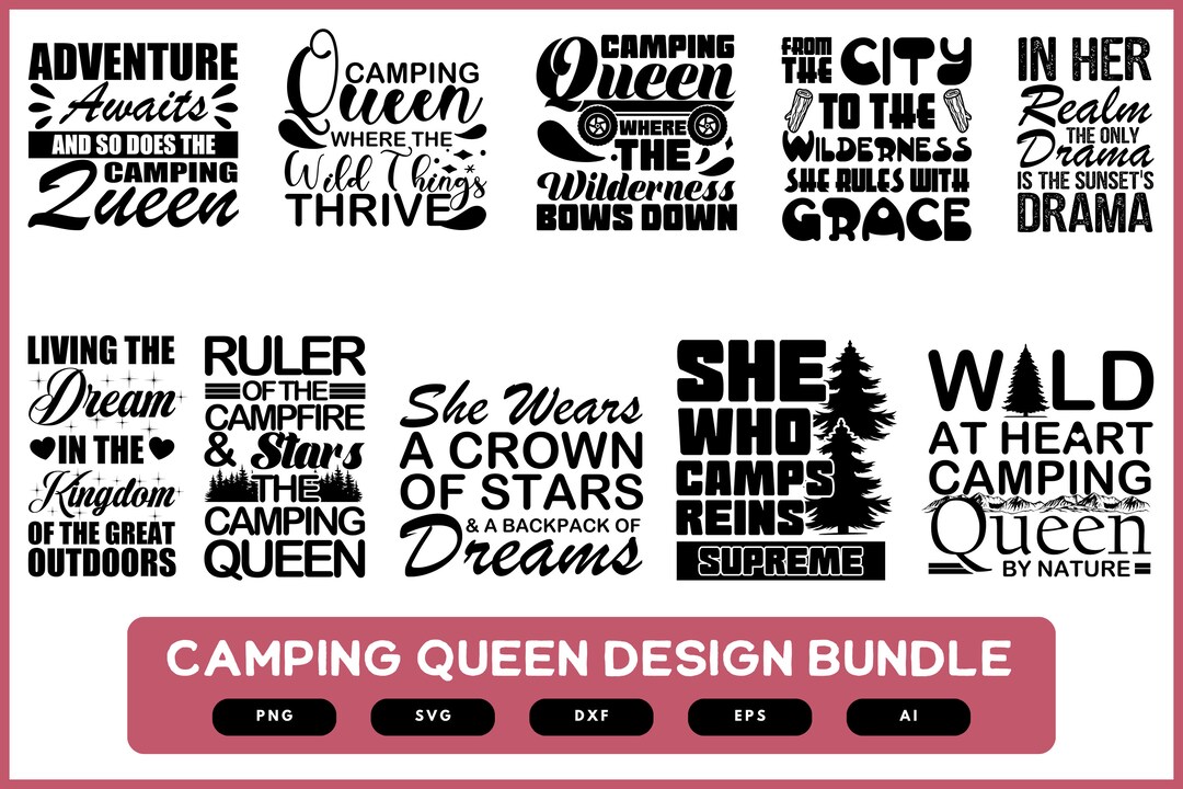 Camping Queen SVG Design Bundle | Camping Queen Saying | Camping ...