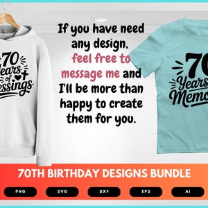 70th Birthday SVG Bundle | Funny Seventy Clipart, Milestone Birthday ...
