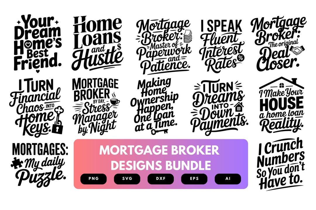 Mortgage Broker SVG Bundle | Real Estate Clipart, Home Loan Quote Cut ...