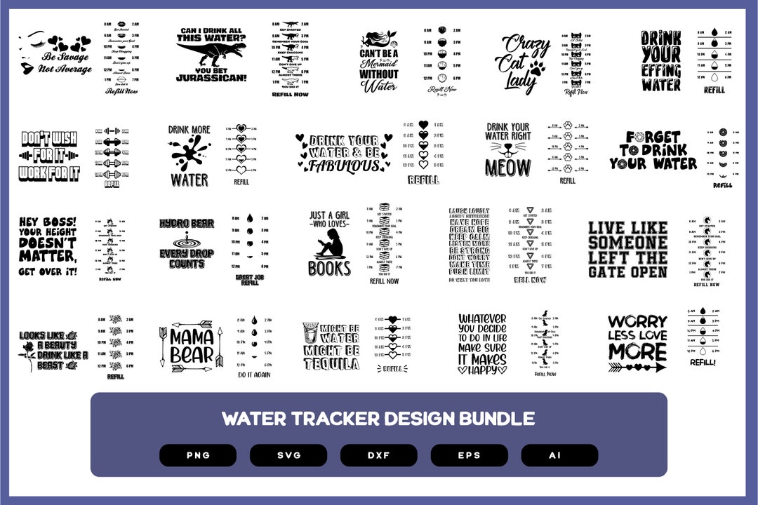 Water Tracker Design Bundle | Water Tracker Design | Water Tracker SVG ...