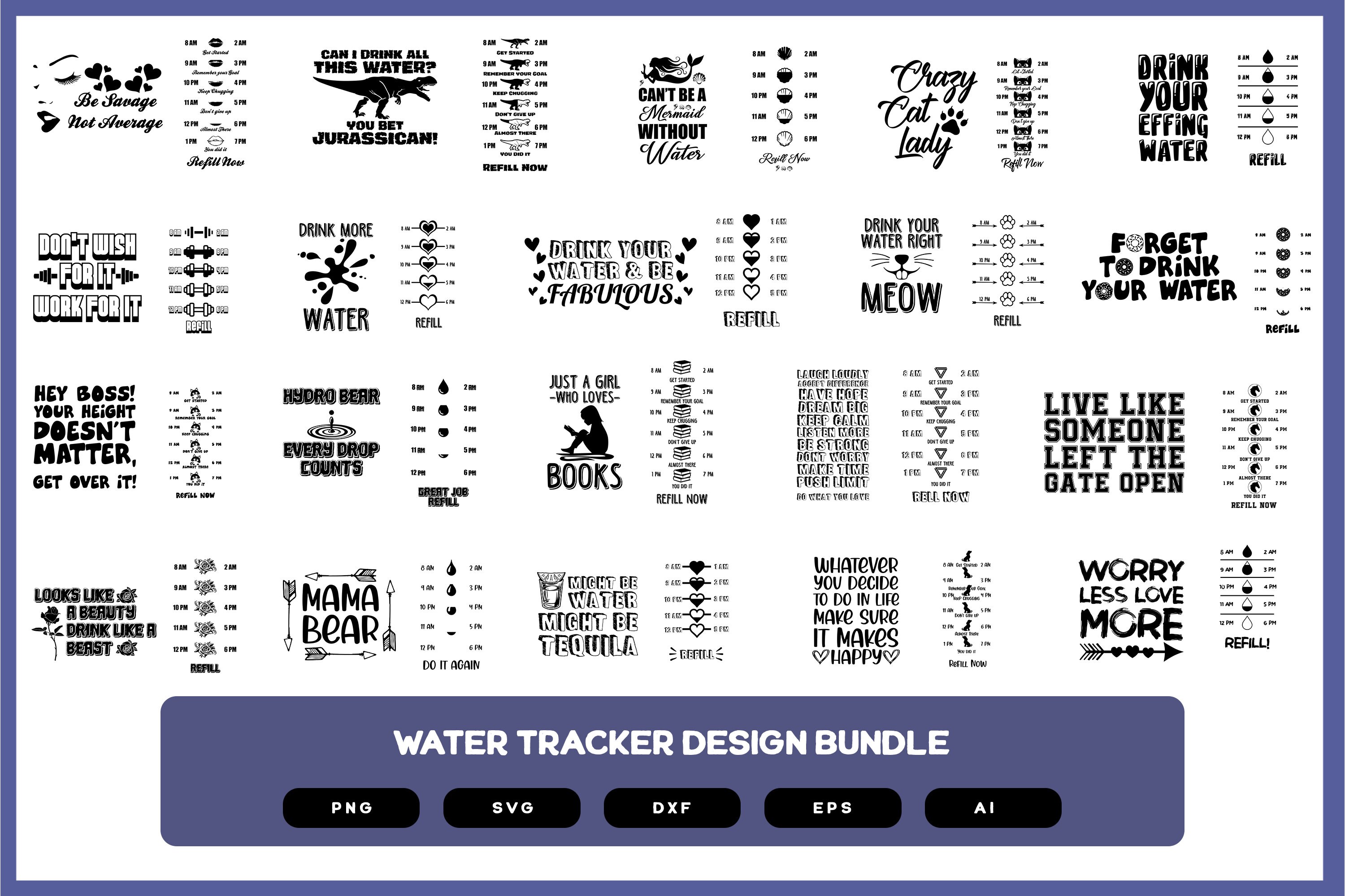 Water Tracker Design Bundle Water Tracker Design Water - Etsy