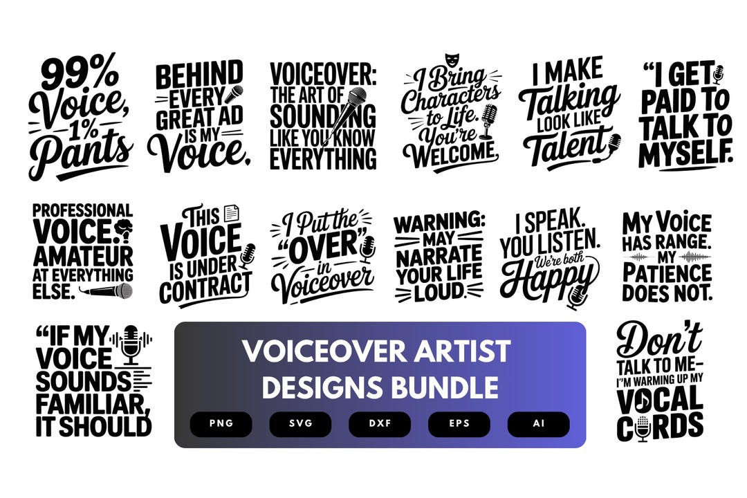 Voiceover Artist SVG Bundle | Microphone Clipart, Recording Studio ...