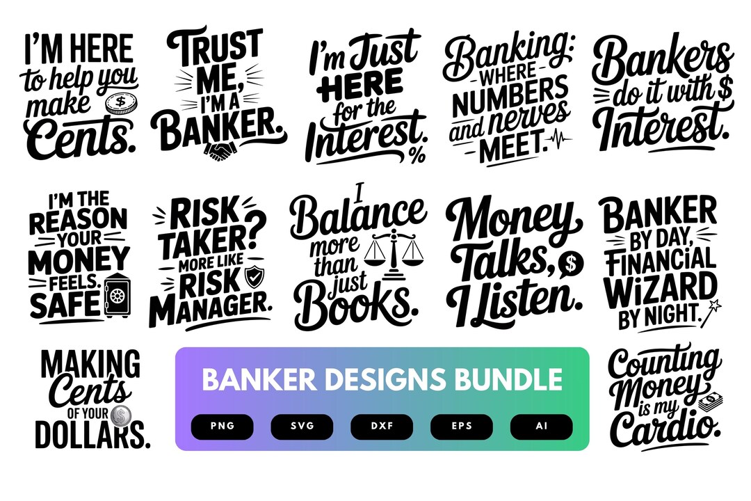 Banker SVG Bundle | Finance Clipart, Money , Banking Silhouette Cut ...
