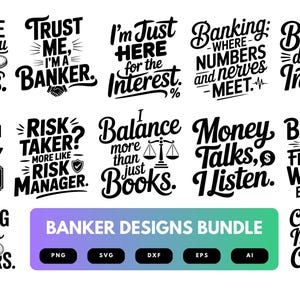 Banker SVG Bundle | Finance Clipart, Money , Banking Silhouette Cut ...