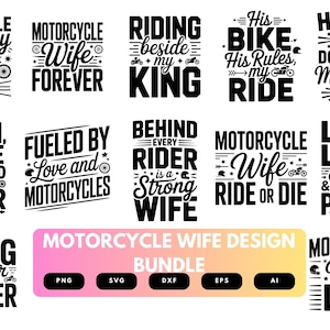 Motorcycle Wife SVG Bundle | Biker Wife Clipart, Motorcycle Quotes Cut ...