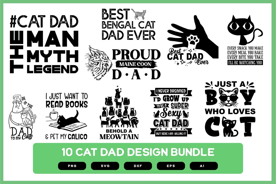 Cat Dad Design Bundle | Cat Dad Vinyl | Cat Dad Shirts | Cat Dad Bundle ...