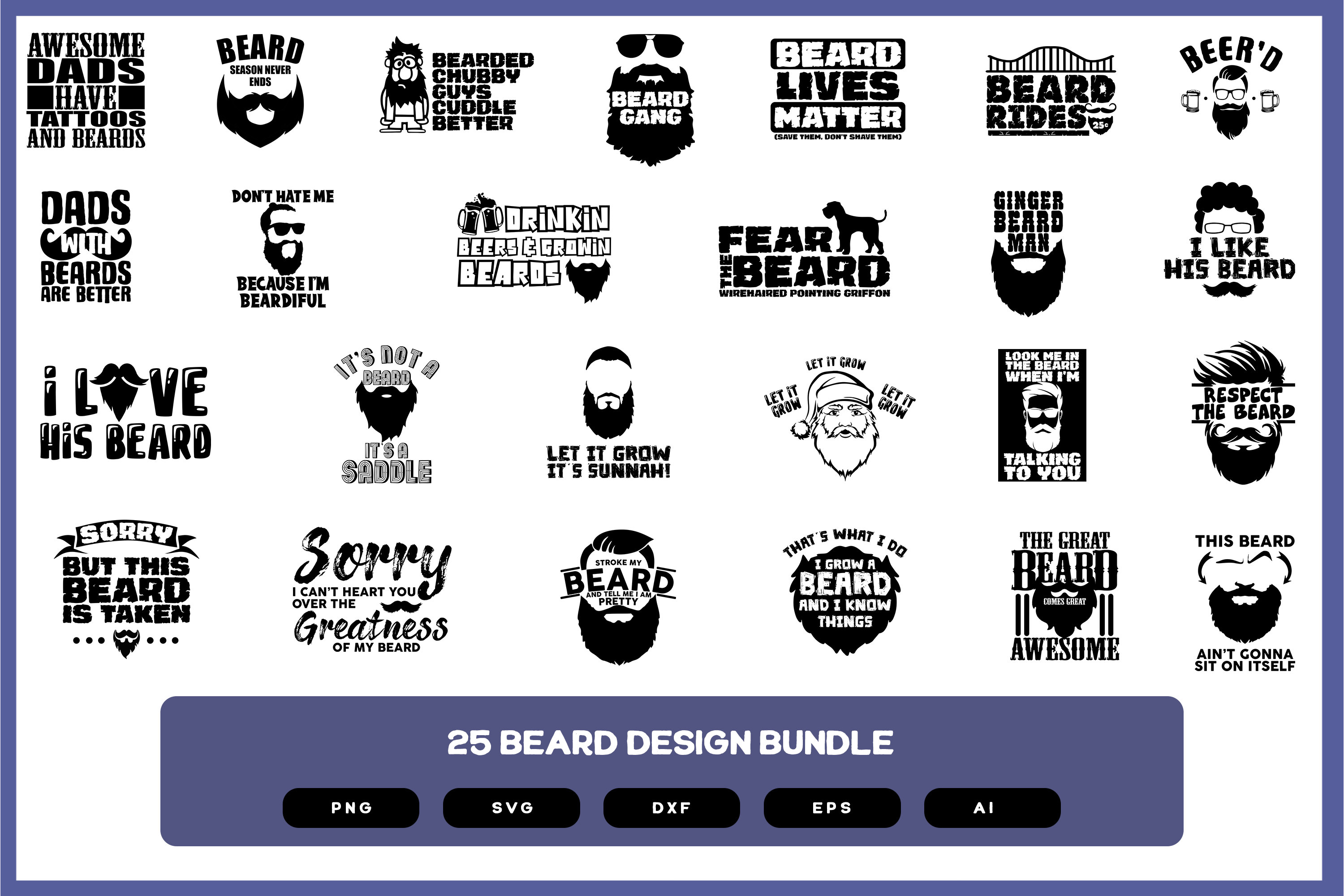 Beard Design Bundle Beard Shirt Bearded Shirt Design - Etsy