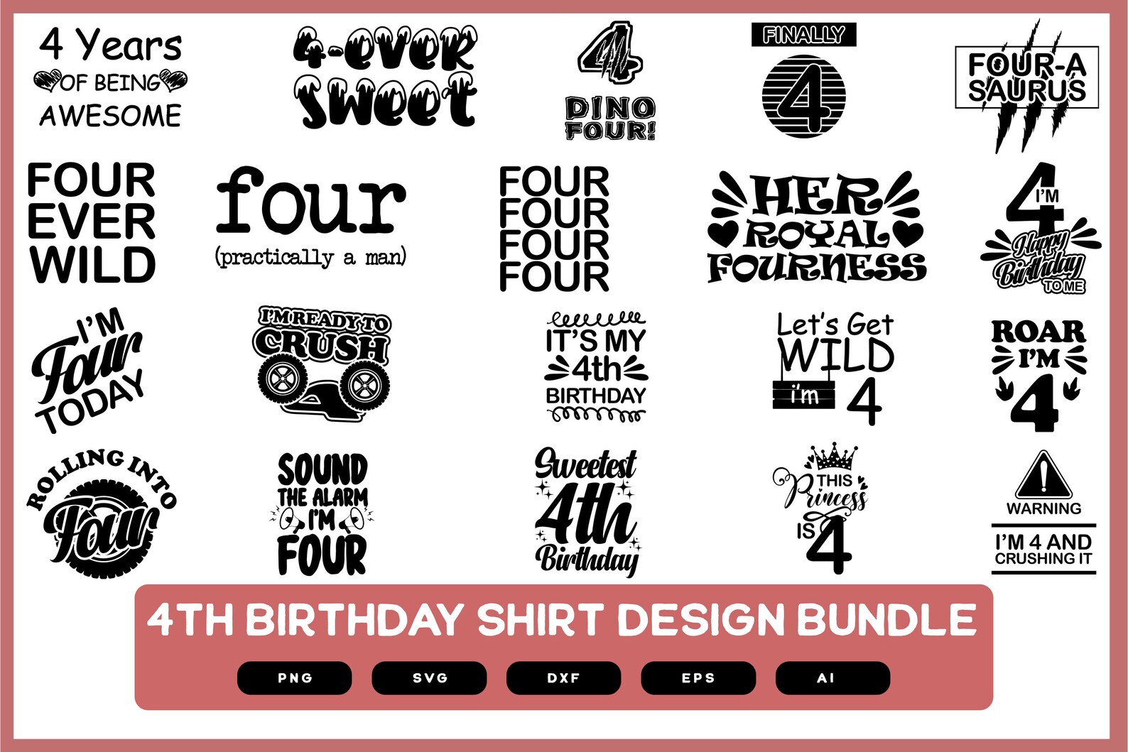 4th Birthday Design Bundle 4th Birthday Shirt Birthday - Etsy