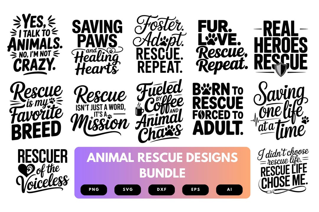 Animal Rescue SVG Bundle | Pet Adoption Clipart, Shelter Volunteer Cut ...