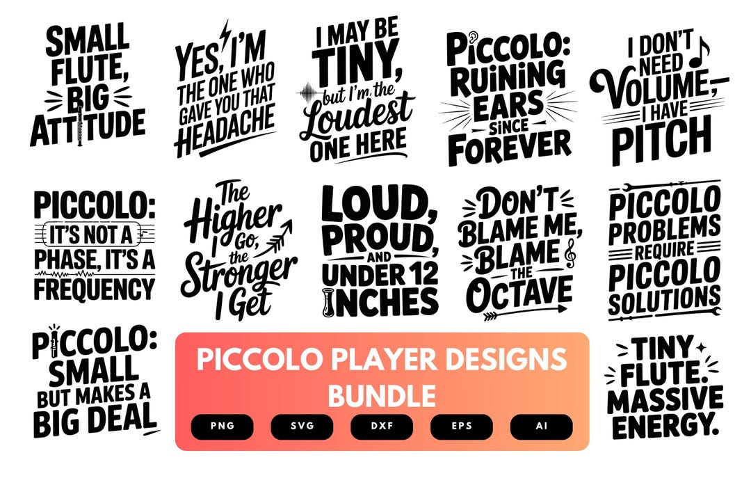 Piccolo Player SVG Bundle | Musical Instrument Clipart, Marching Band ...