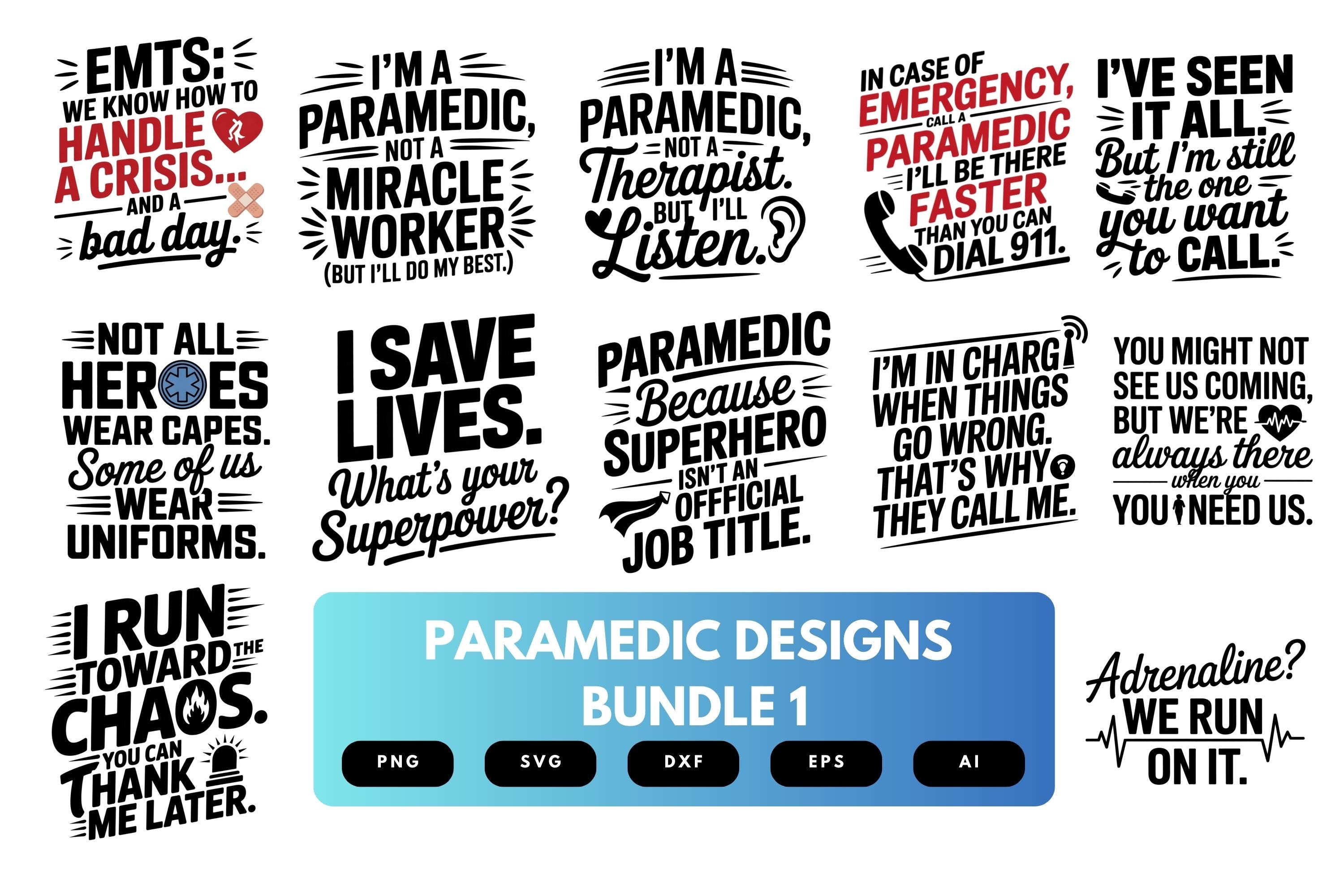Paramedic SVG Bundle | EMS Clipart, Medical Responder Silhouette Cut ...