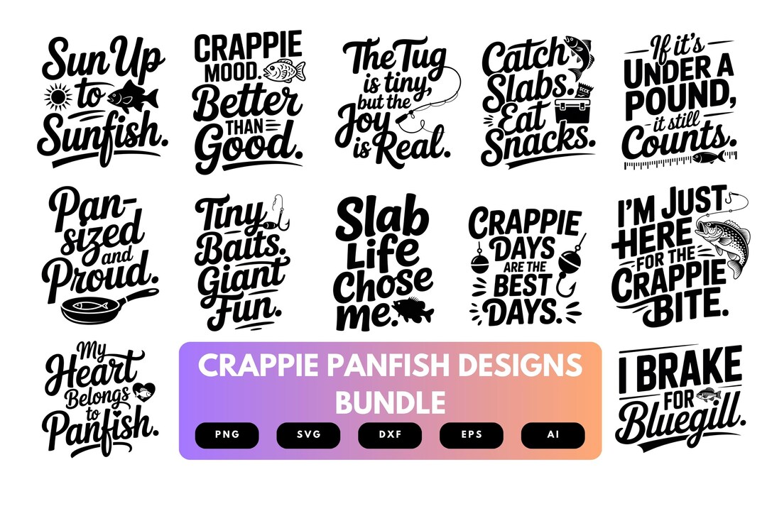 Crappie Panfish SVG Bundle | Freshwater Fishing , Angler Cut Files for ...