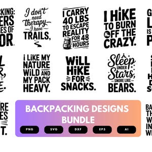 Backpacking SVG Bundle | Hiking Clipart, Outdoor Adventure Silhouette ...