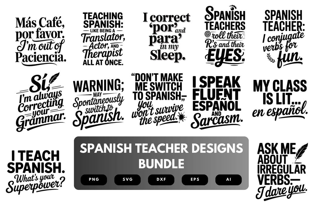 Spanish Teacher SVG Bundle | Bilingual Classroom Quotes, Language Cut ...