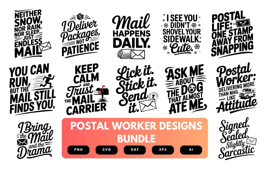 Postal Worker SVG Bundle | Mail Carrier Clipart, USPS Silhouette Cut ...