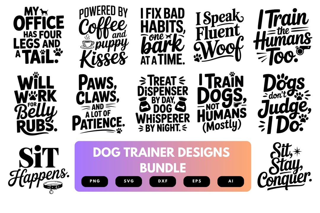 Dog Trainer SVG Bundle | Dog Training Clipart, Pet Obedience Silhouette ...