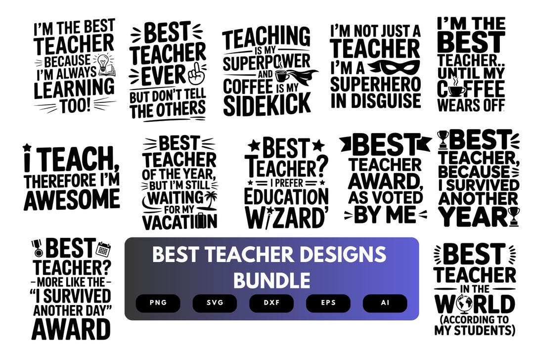 Best Teacher SVG Bundle | Appreciation Clipart, Teaching Silhouette Cut ...