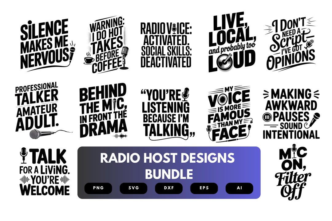 Radio Host SVG Bundle | Broadcasting Clipart, Podcast Silhouette Cut ...