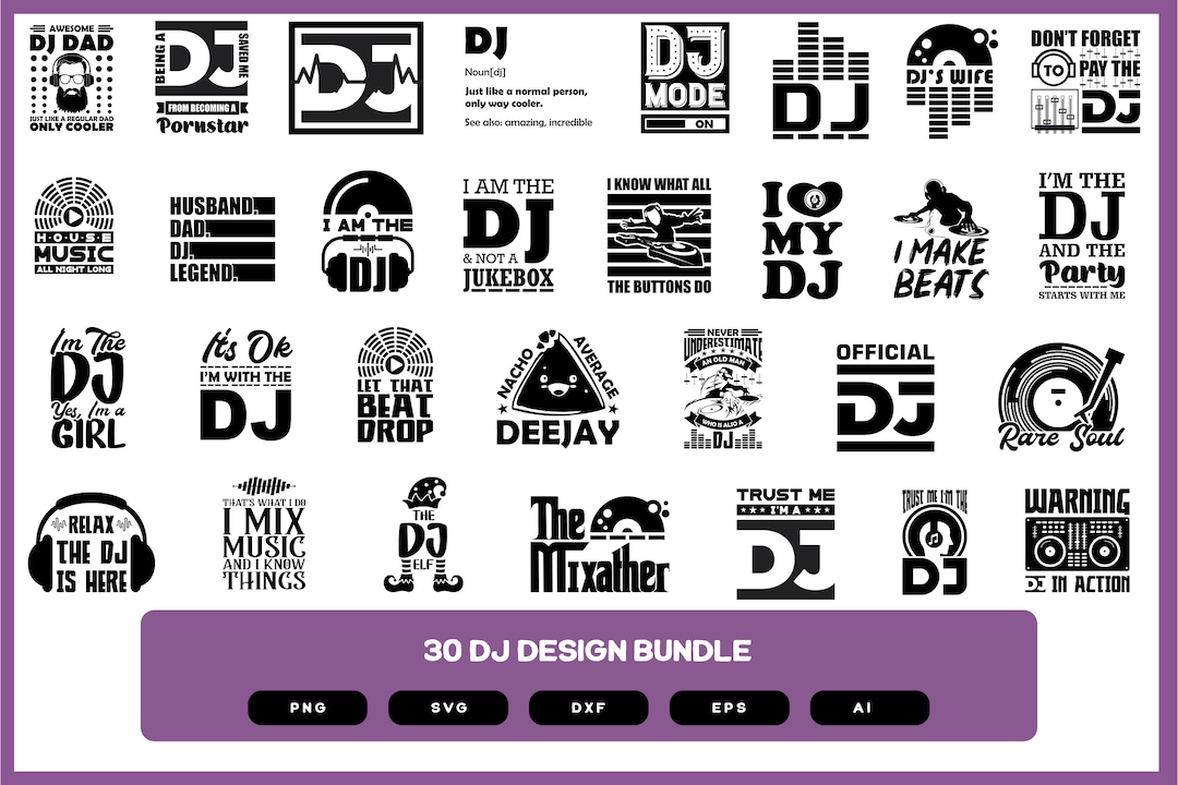 Disc Jockey SVG Design Bundle, Retro Vinyl Style, DJ Shirt, Funny DJ ...