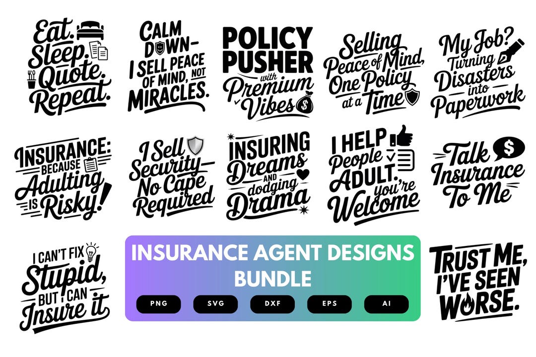 Insurance Agent SVG Bundle | Insurance Clipart, Sales Rep Quotes ...